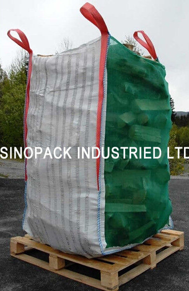 Tall Red Firewood Ventilated Mesh FIBC Bulk Bag With Corner Loops 2202 Lbs
